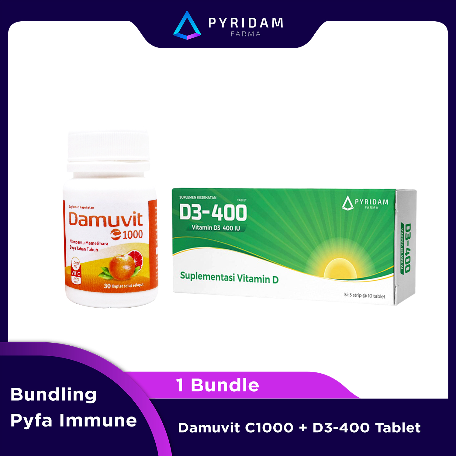 Jual Pyfa Immune Bundle - Damuvit C-1000 x D3-400 - Pyfa Health