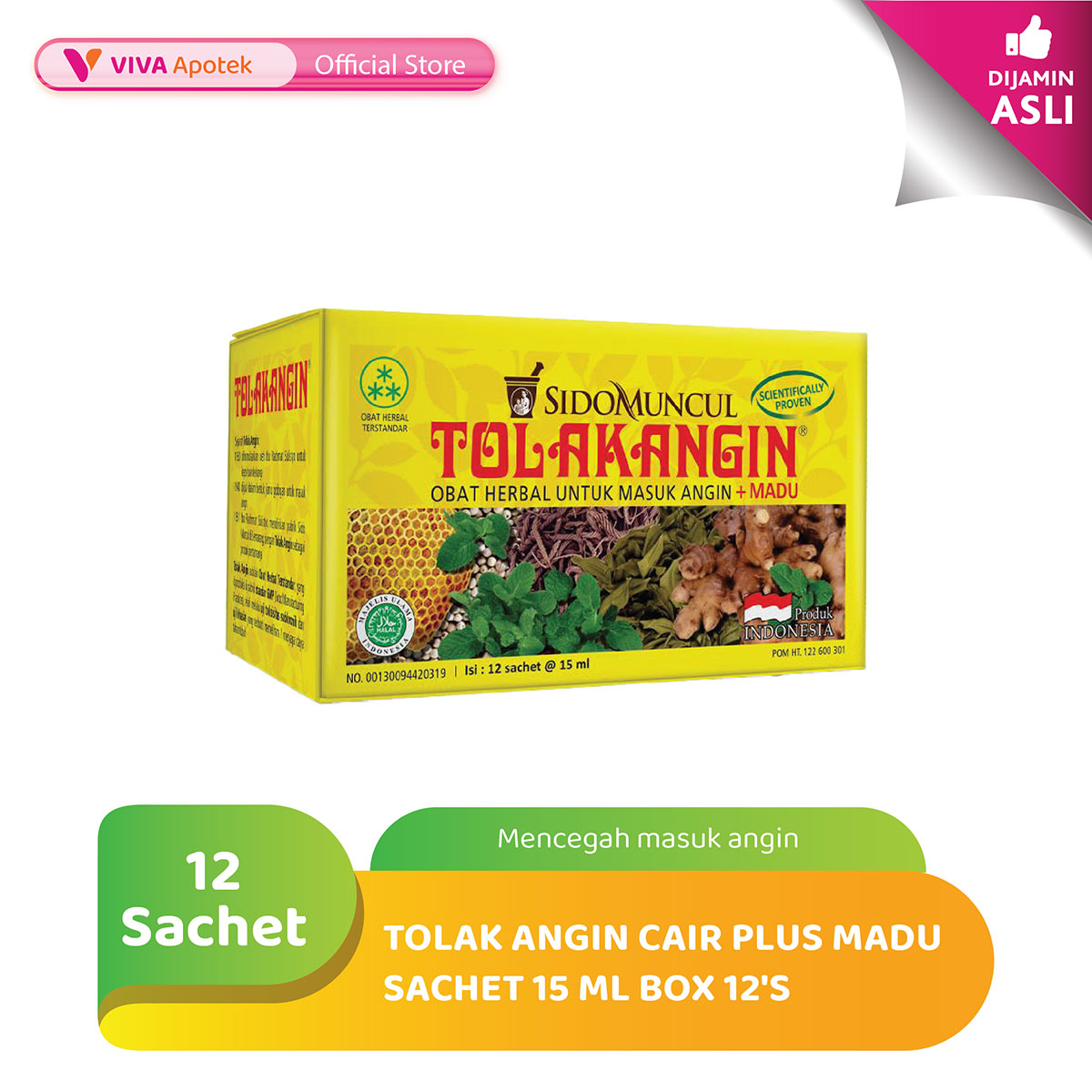 Jual ProdukTolak Angin cair + madu sachet 15 ml @ 12 sachet