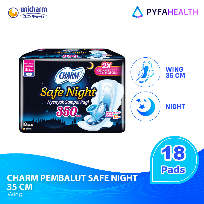 Jual ProdukCharm Pembalut Safe Night Wing 35cm - 18 pads